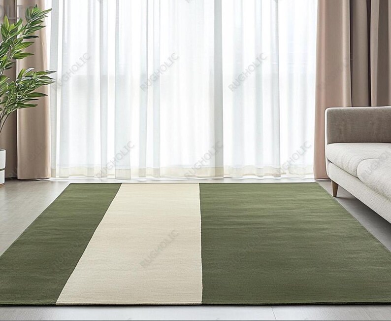 Hand Tufted Rug Modern Sage Green Wool Area Rugs for Livingroom Bedroom ...