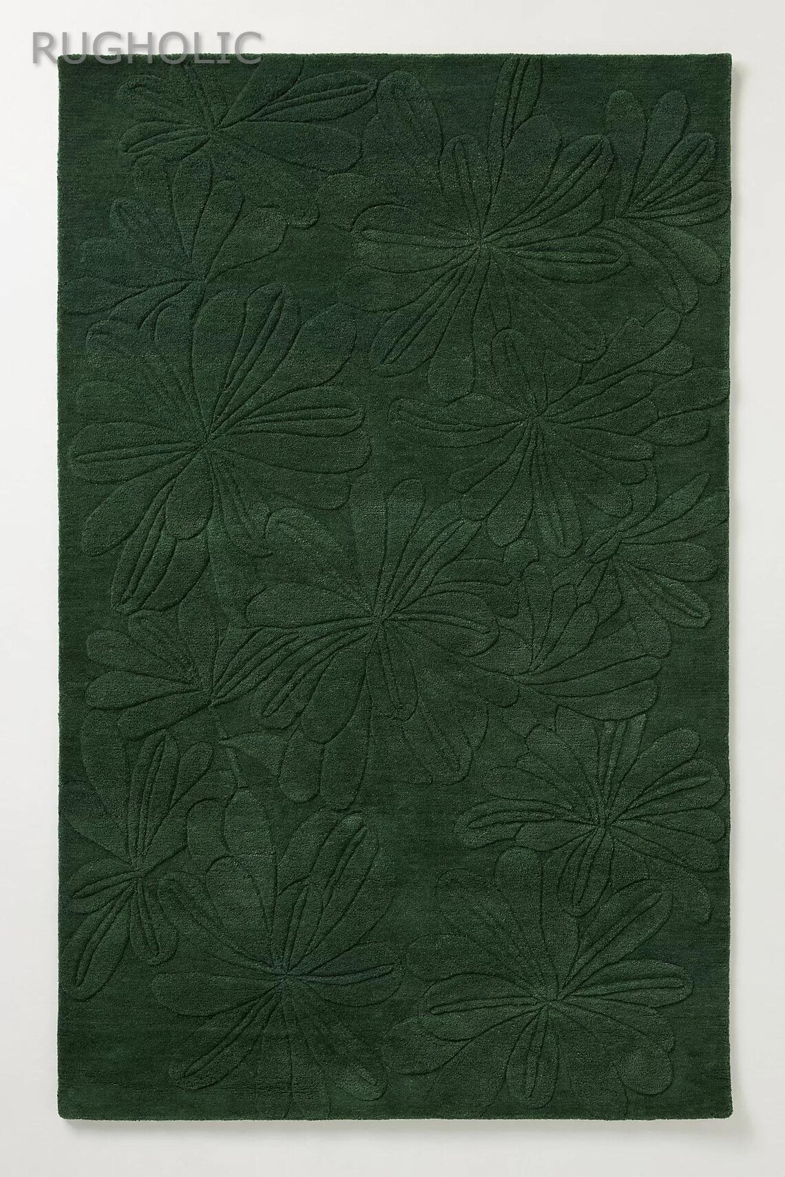 Tufted Dark Green Rug Living Room Floral Rug Large Area Floor Rug ...
