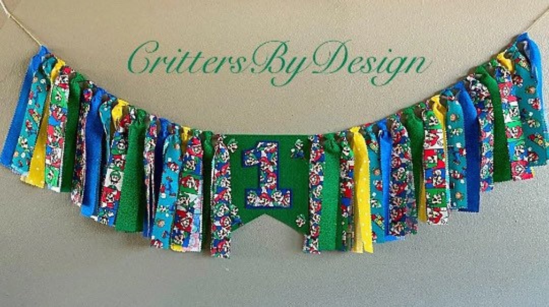 Super Luigi First Birthday Banner, Highchair Banner, First Birthday ...