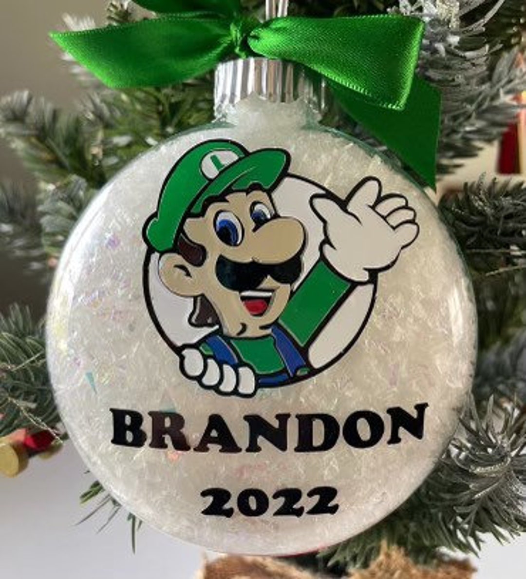 Personalized Super Luigi Ornament, Luigi Custom Ornament, Super Mario ...