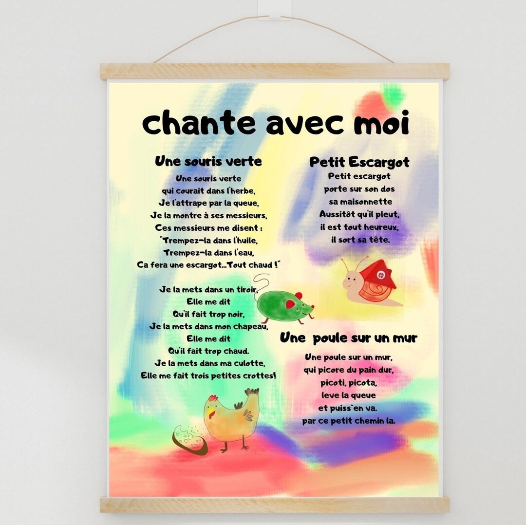 Poster and Recording of 3 French Children Songs / Affiche Et Record mp3 ...
