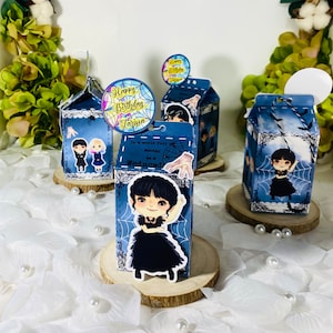 Pack With 36 Boxes Wednesday Addams Milk Favor Box. Wednesday Treats ...
