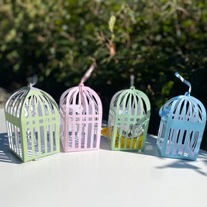 Pack of 36 Favor Boxes Cage Solid Colors, Light Pink, Light Blue and ...