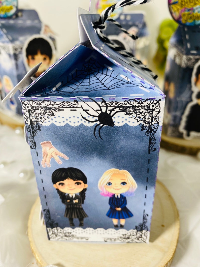 Pack With 36 Boxes Wednesday Addams Milk Favor Box. Wednesday Treats ...