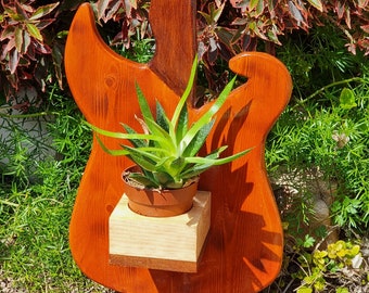 Vintage Solid Wood Hand Crafted Guitar Wall Hanging Planter GIFTWOOD ...
