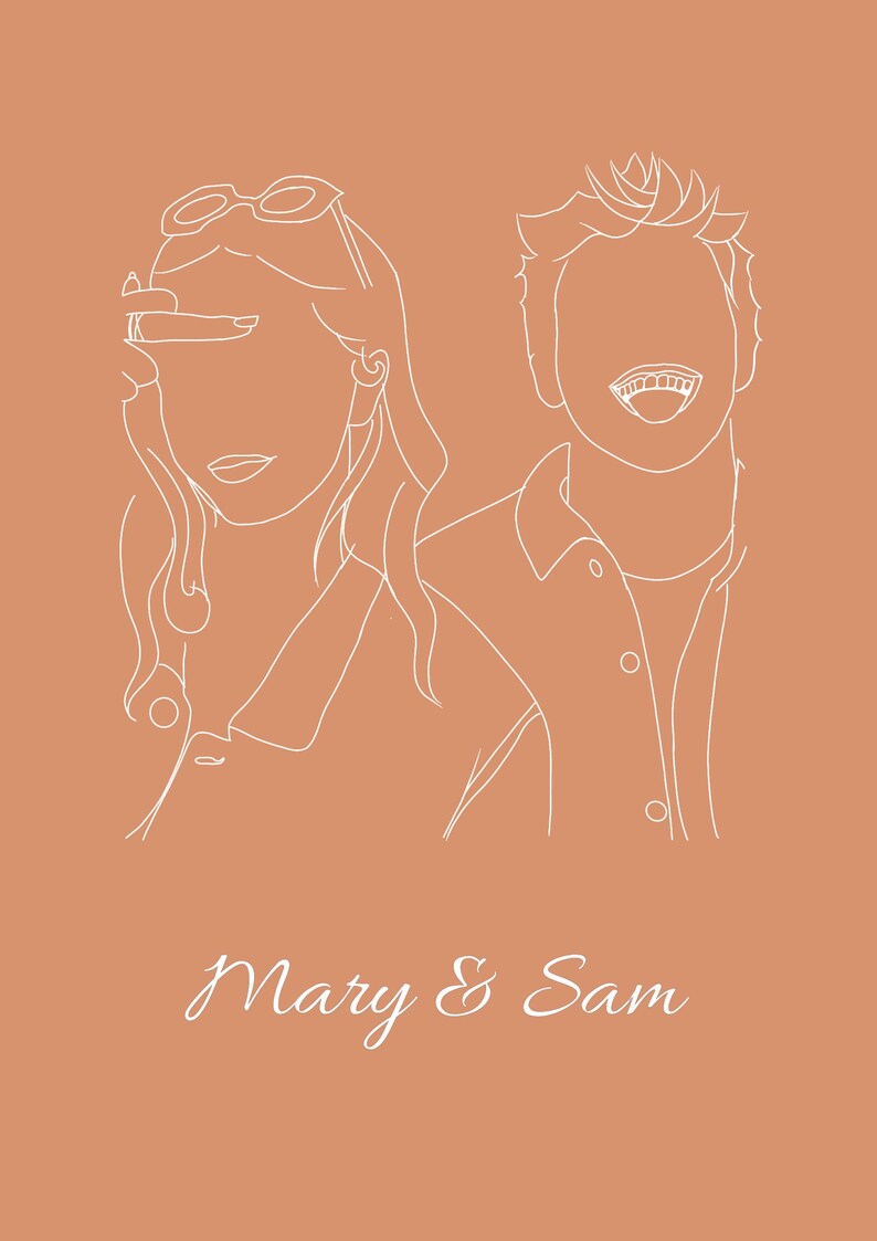 Personalised Digital Line Portraits, Gift for Christmas, Birthdays ...