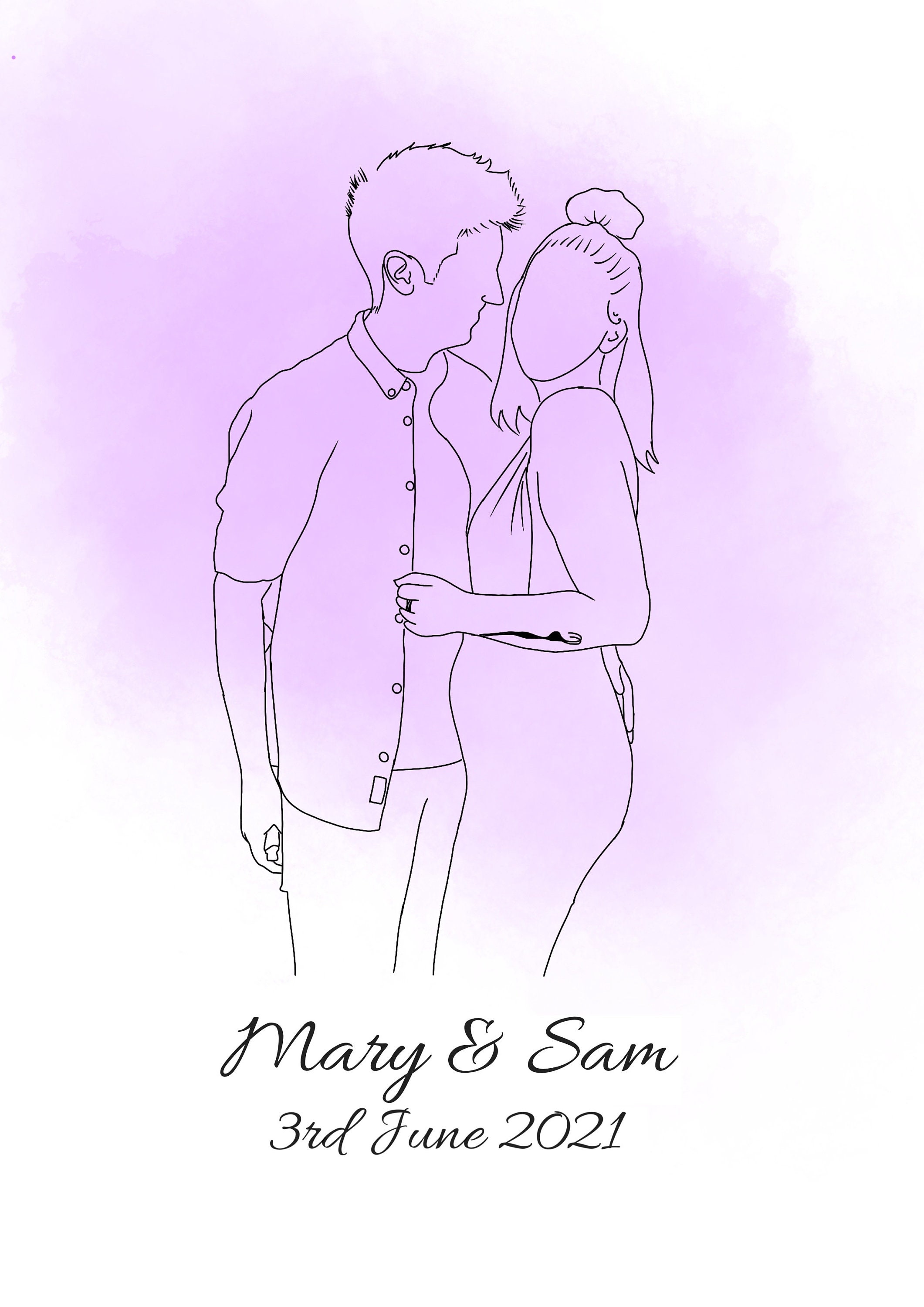 Personalised Digital Line Portraits, Gift for Christmas, Birthdays ...