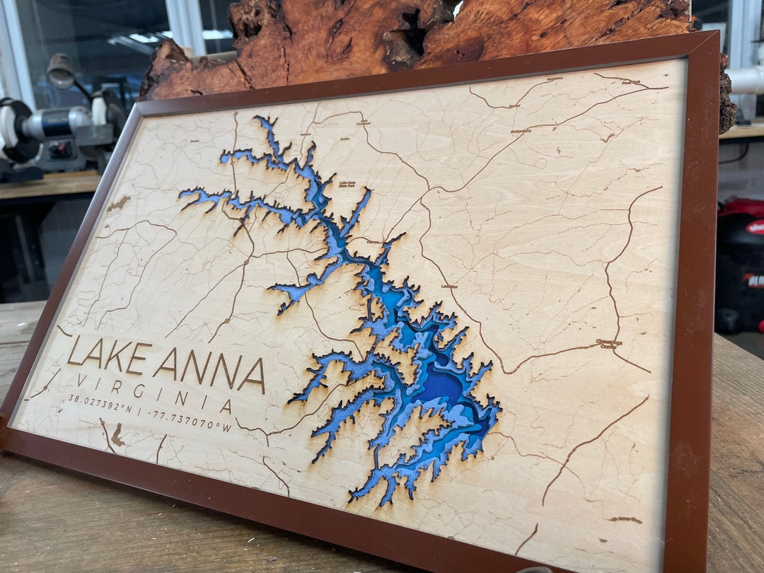 Unique Custom Lake Anna 3-layer Laser Cut Map With Depth Details - Etsy