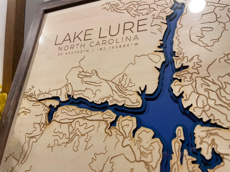 Lake Lure Laser Cut Wood Map – 3D Lake Depth Topography Wall Art - Etsy