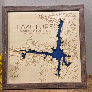 Custom Lake Lure Laser Cut Map With 3D Lake Depth Layers - Unique Wall ...