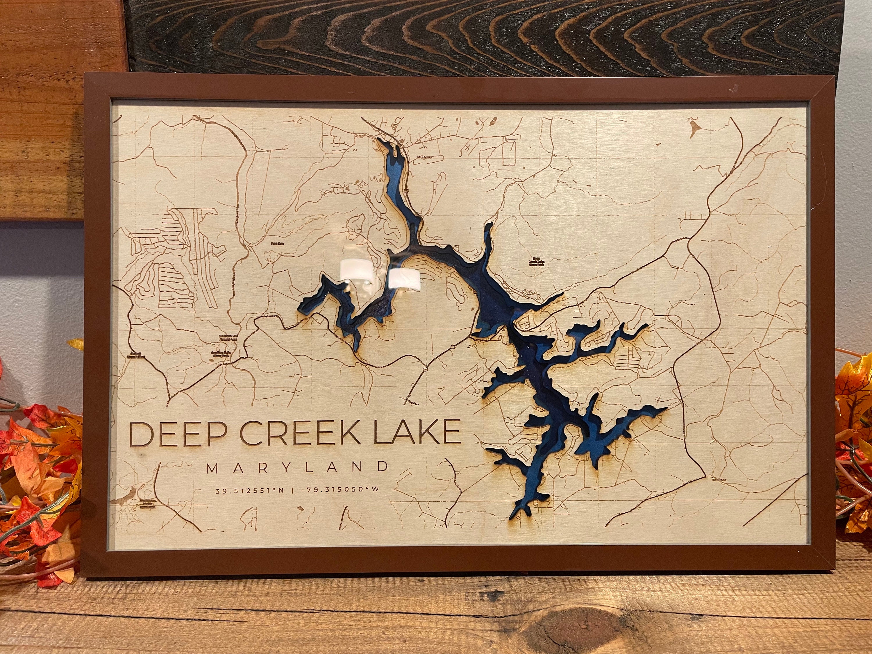 Custom 3-layer Laser Cut Deep Creek Lake Map With Depth Visualization ...