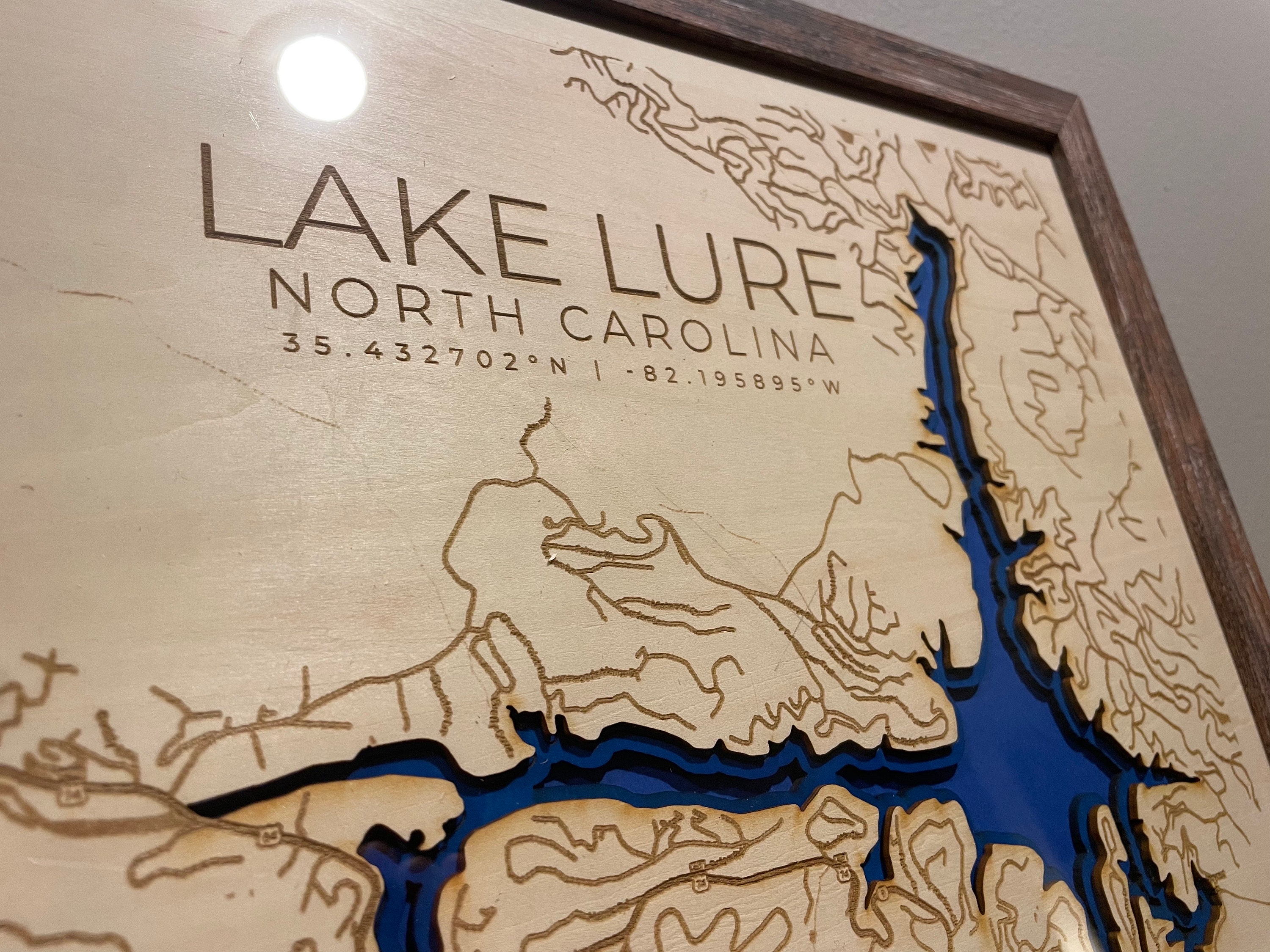 Custom Lake Lure Laser Cut Map With 3D Lake Depth Layers - Unique Wall ...