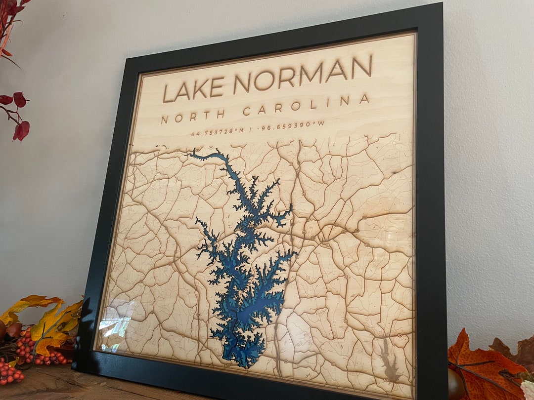 Lake Norman 3-layer Laser Cut Map - Nautical Art Decor for Home or ...