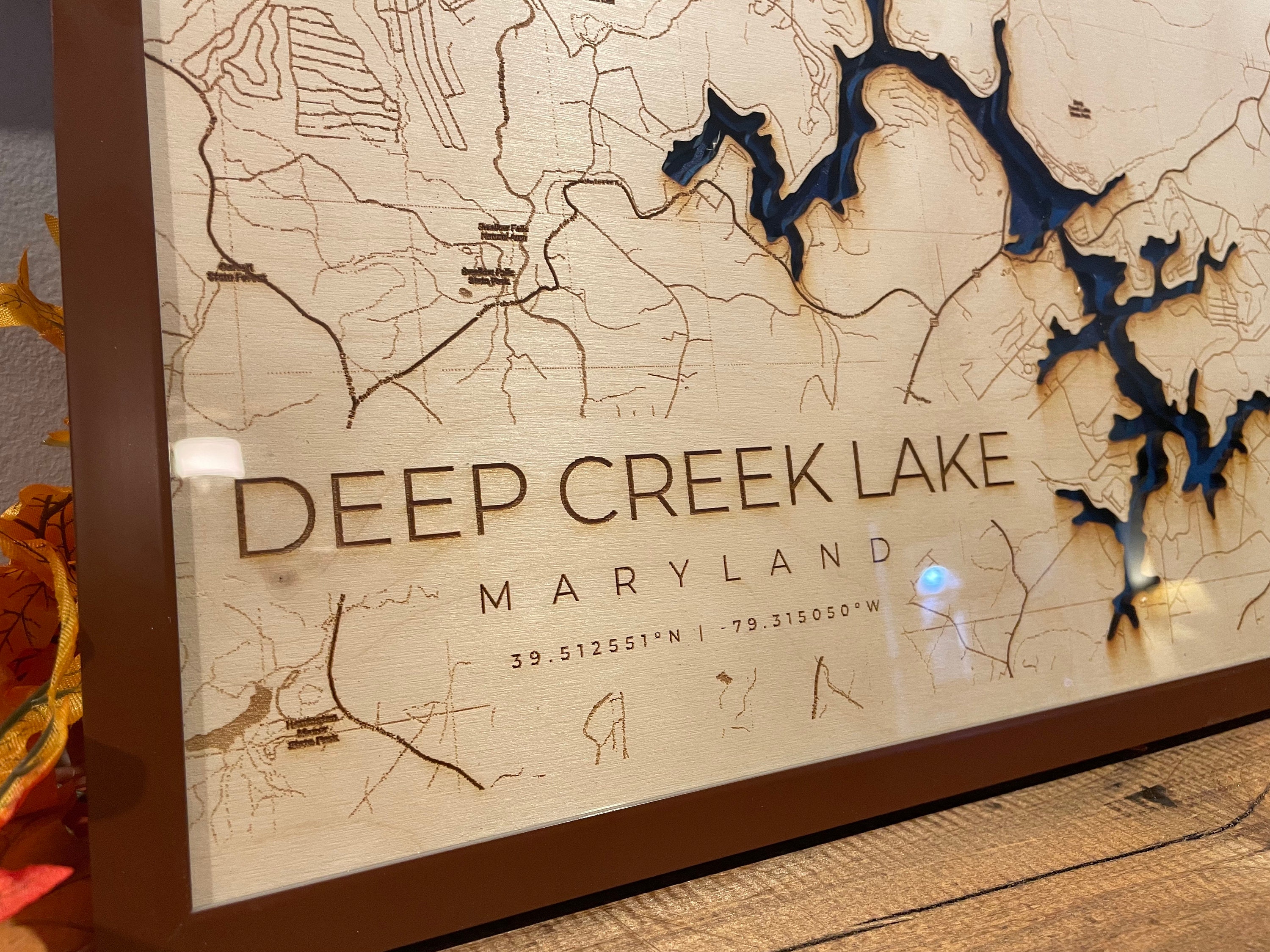 Custom 3-layer Laser Cut Deep Creek Lake Map With Depth Visualization ...