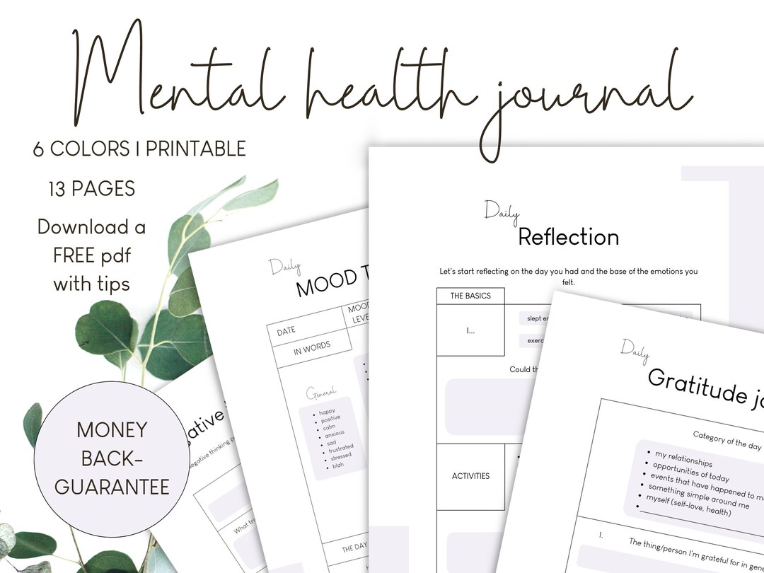Self Care Journal CBT Mood Tracker Gratitude Journal - Etsy