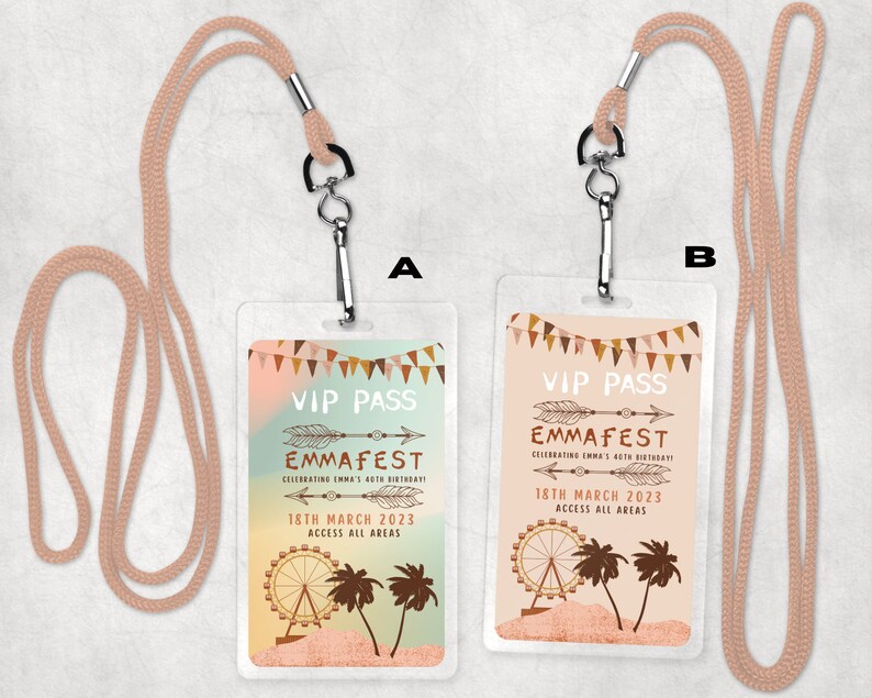 Personalised Digital Festival VIP Pass, Fits in Lanyard Pouch, I Edit ...