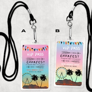 Personalised Digital Festival VIP Pass, Fits in Lanyard Pouch, I Edit ...