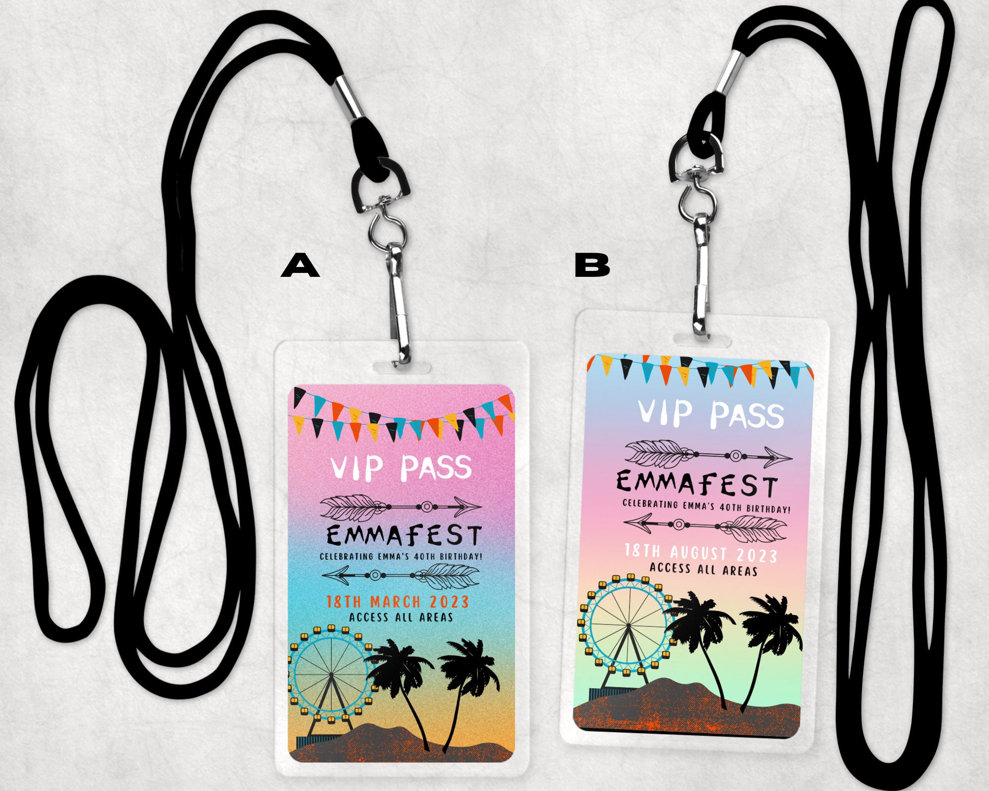 Personalised Digital Festival VIP Pass, Fits in Lanyard Pouch, I Edit ...