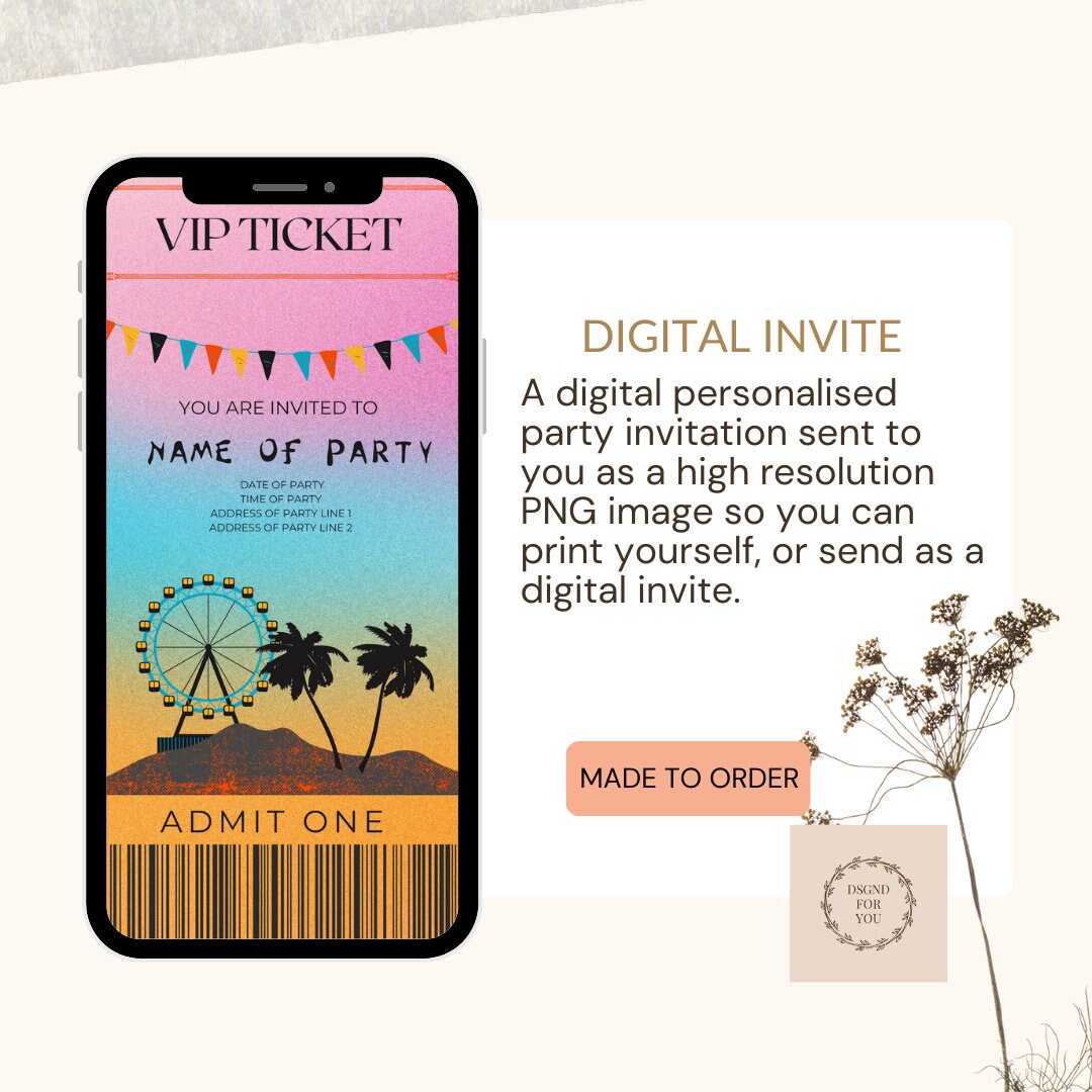 Personalised Festival Invite, Digital Festival Invite, Mobile Phone ...