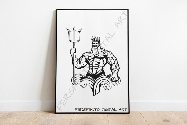 Poseidon Holding Trident Vector Svg, Poseidon Sea God Neptune Vector ...