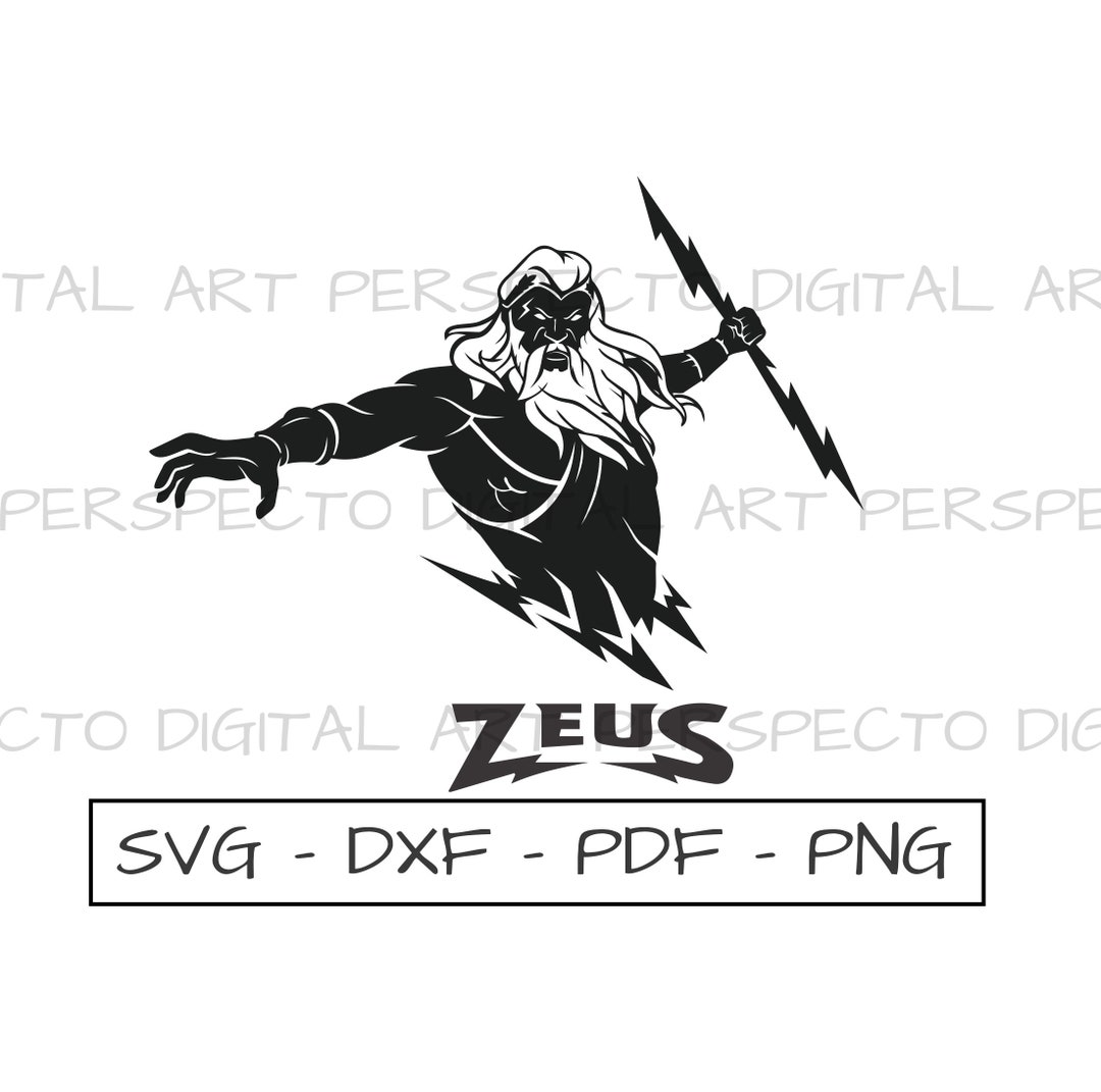 Zeus Holding Lightning Bolt Vector Svg, God of Thunder Zeus Vector Clip Art Drawing Cut File for ...