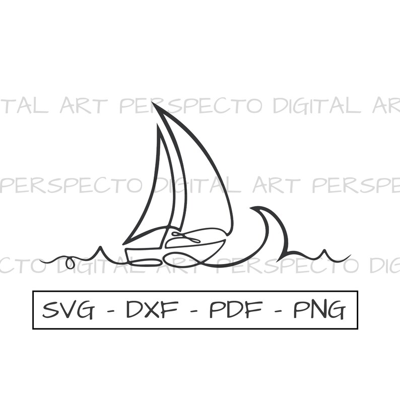 Sailboat Line Art SVG, Sailing Boat Vector, Sailing Line Art, Single ...