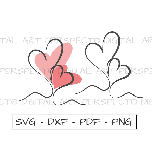 Two Hearts Line Art - Etsy