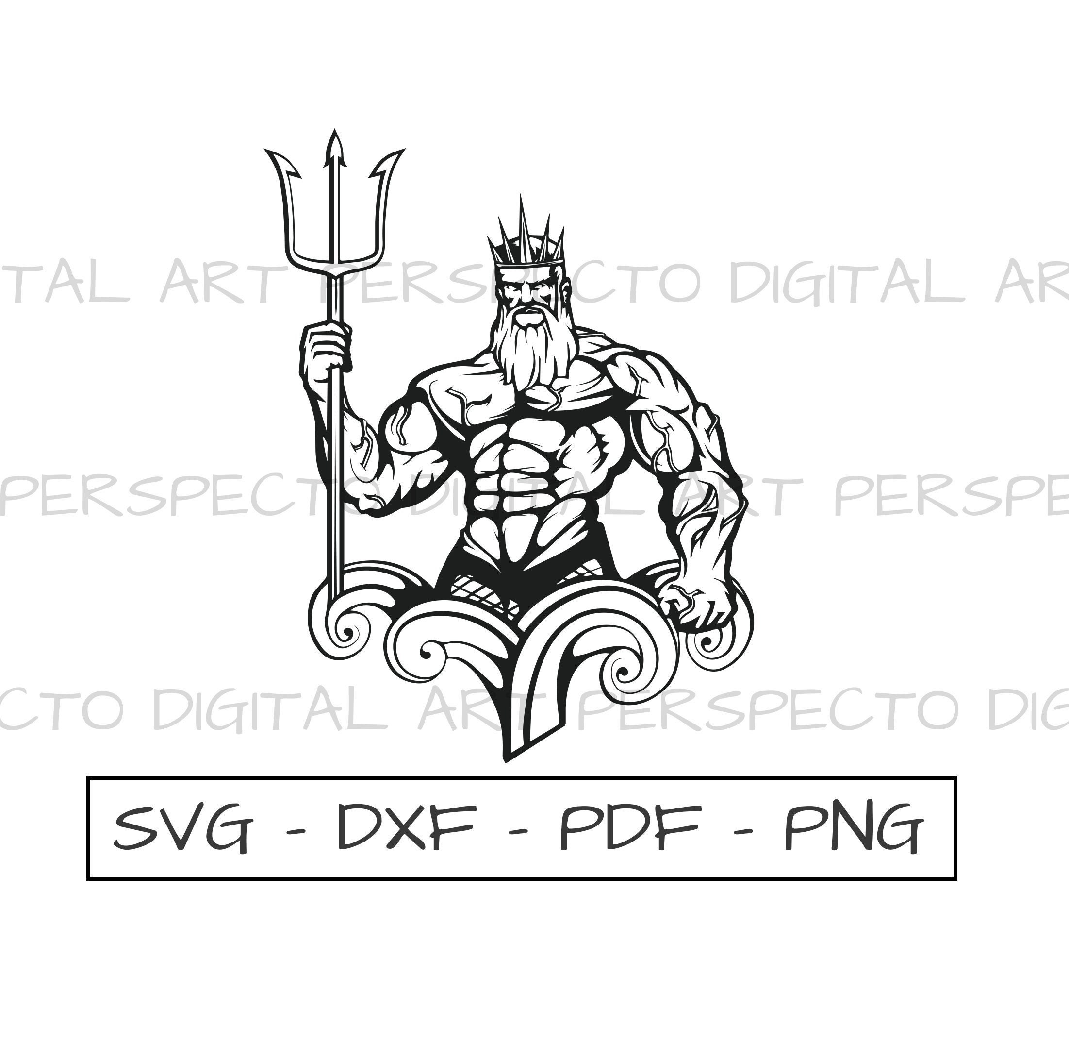Poseidon Holding Trident Vector Svg, Poseidon Sea God Neptune Vector ...