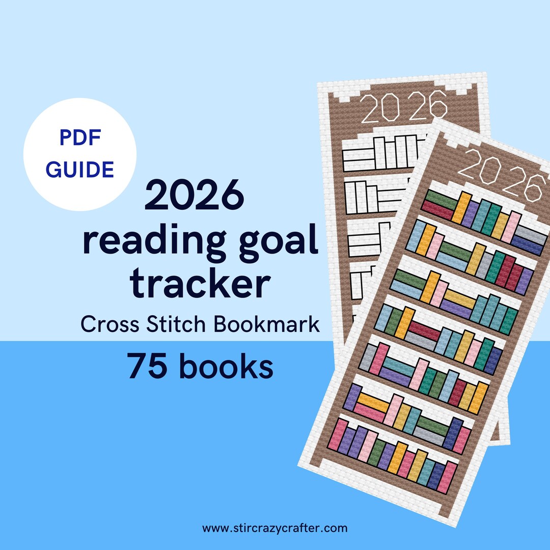 2026 75 Books Reading Goal Tracker - Cross Stitch Bookmark Guide PDF - Etsy