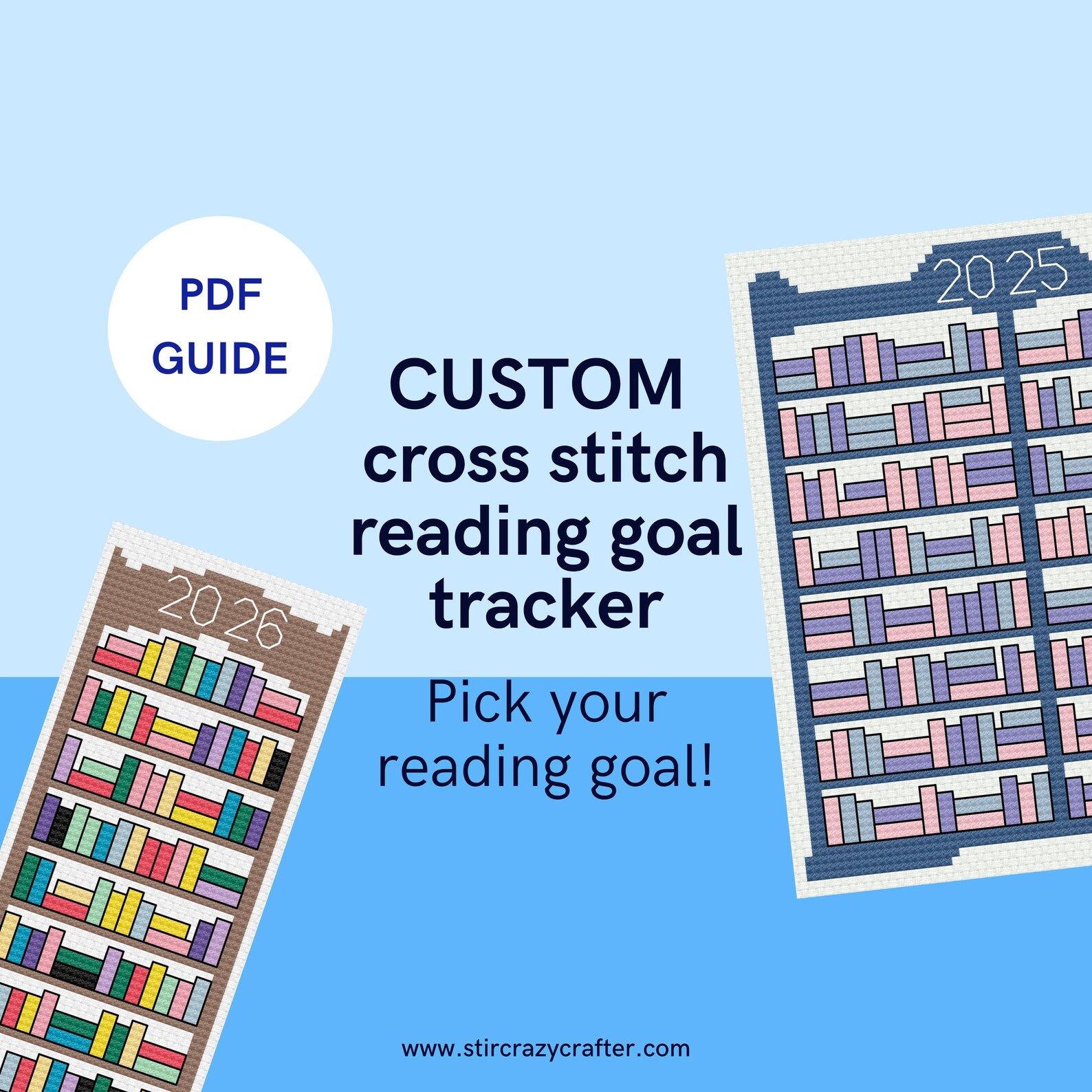 CUSTOM Reading Tracker Cross Stitch PDF: Customizable Bookshelf Pattern ...