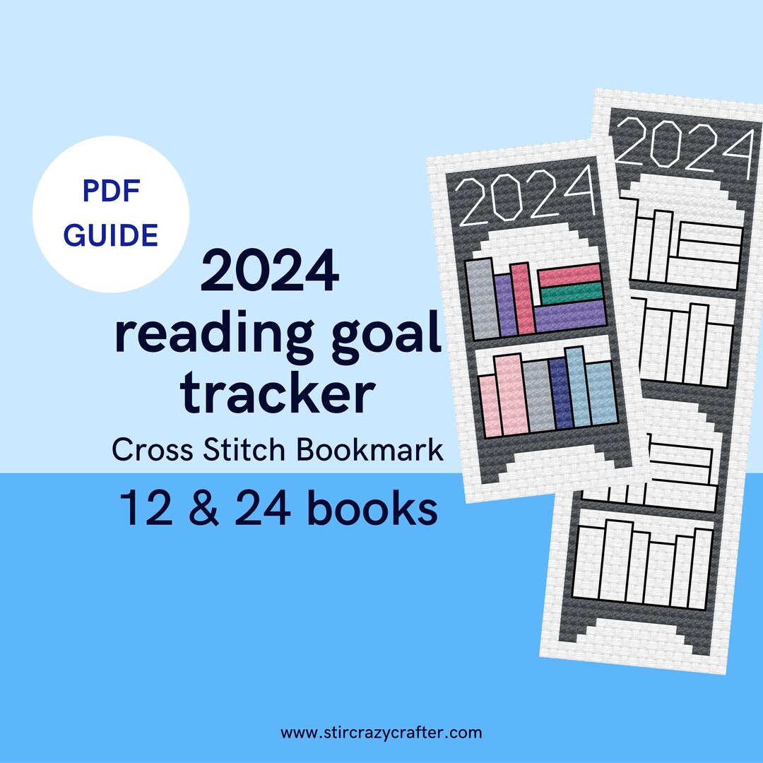 2024 12 & 24 Books Reading Goal Tracker Cross Stitch Bookmark PDF Guide ...