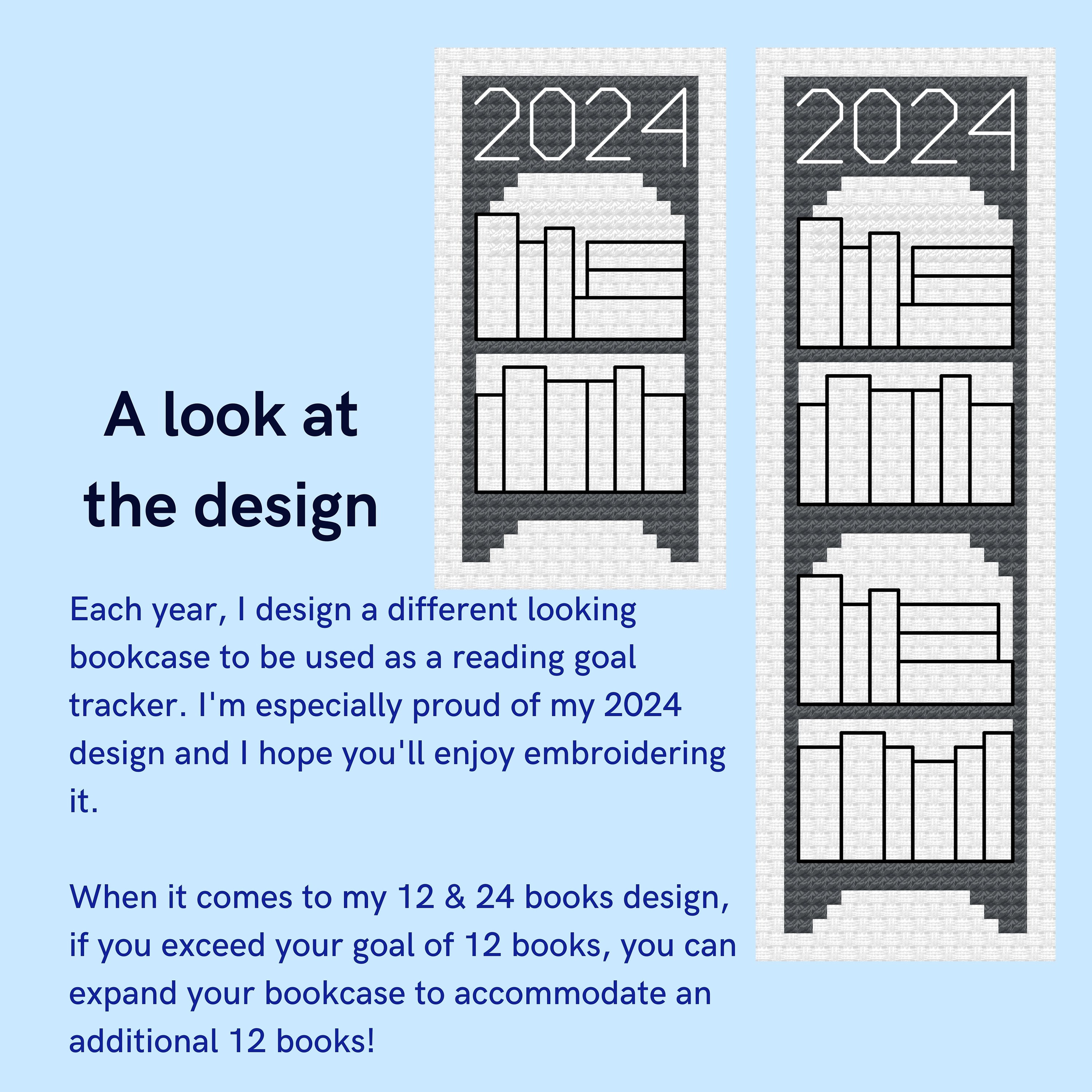 2024 12 & 24 Books Reading Goal Tracker Cross Stitch Bookmark - Etsy