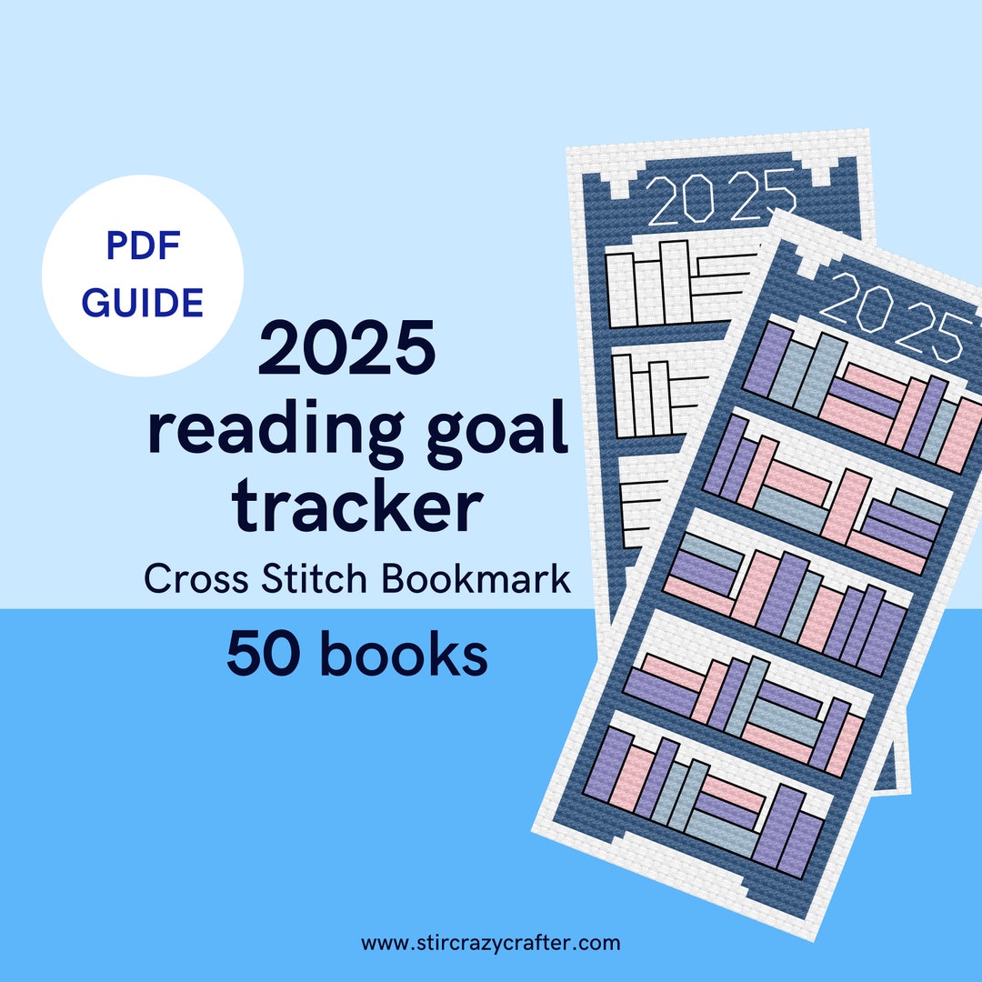 2025 50 Books Reading Goal Tracker - Cross Stitch Bookmark Guide PDF - Etsy