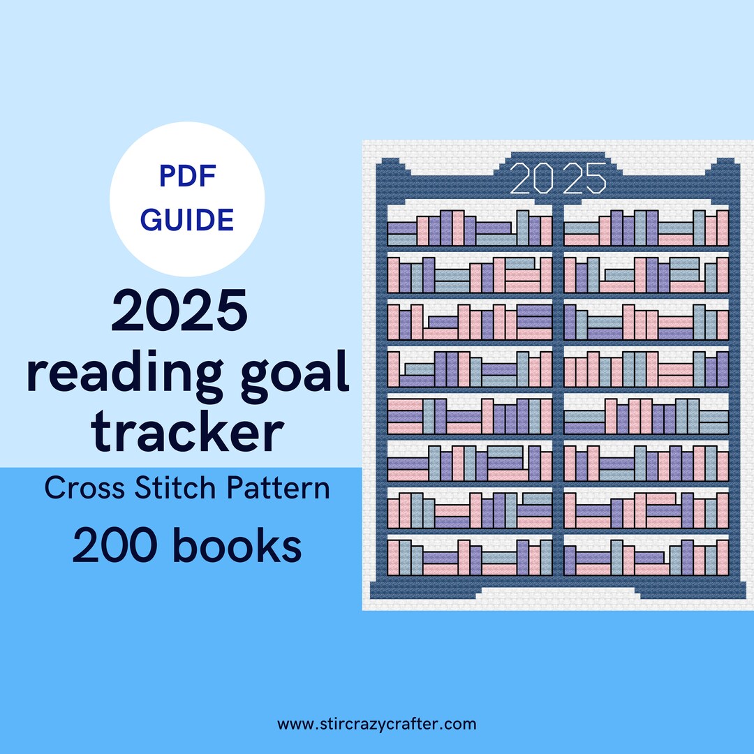 2025 200 Books Reading Goal Tracker - Cross Stitch Guide PDF - Etsy
