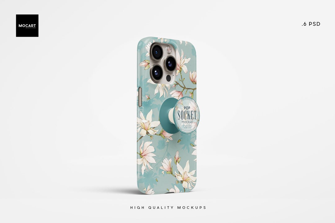 Popsocket + iPhone 15pro Glossy Case Mockup - Etsy