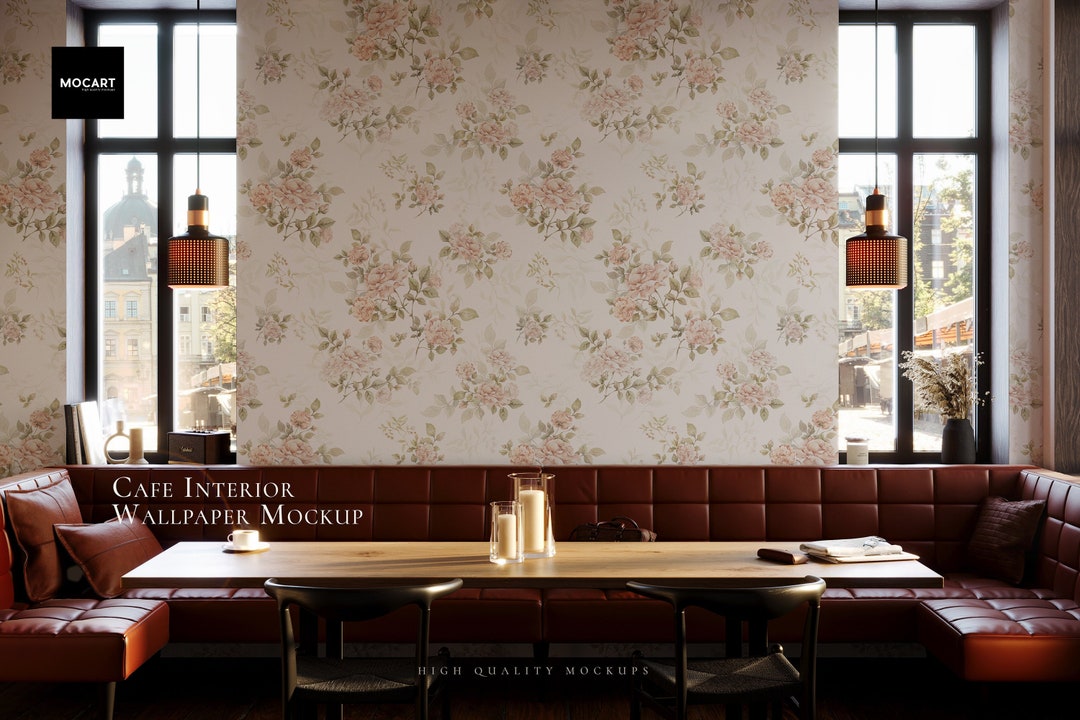 Cafe Interior Wallpaper Mockup V.1 - Etsy