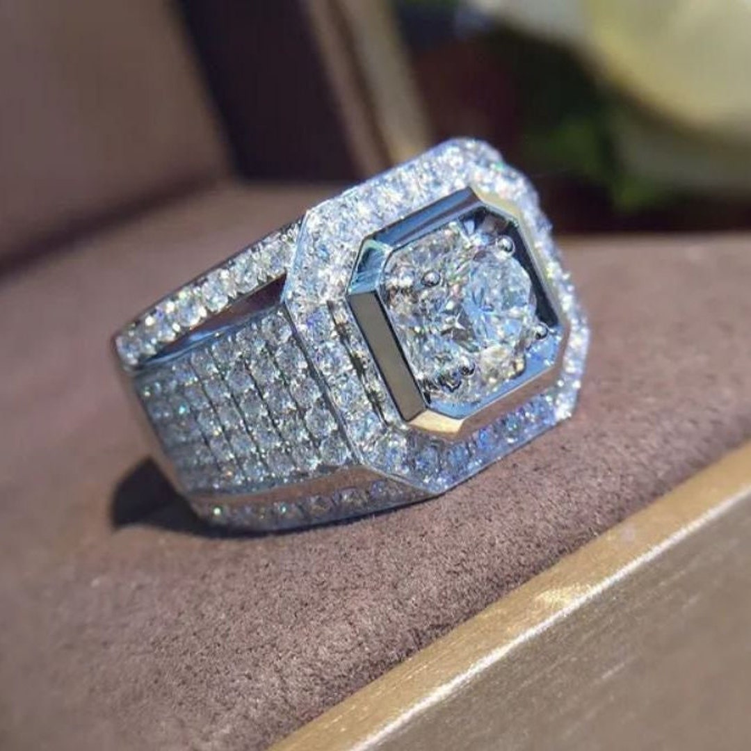 Men's Ice Out Ring, Men's Hip Hp Diamond Ring, 3.49ct Diamond, Men's ...