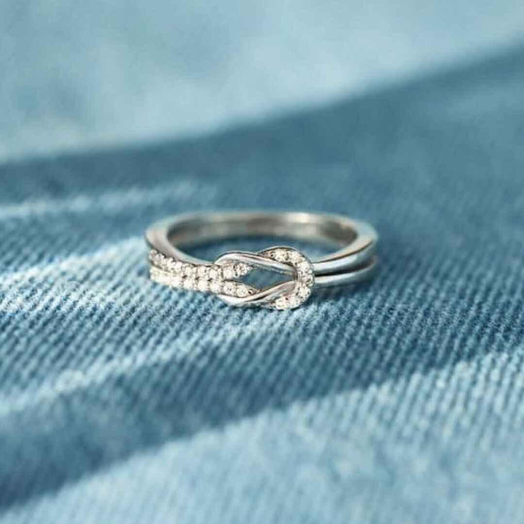 Infinity Love Knot Promise Ring, 14K White Gold, 1.6ct Diamond, Wedding ...