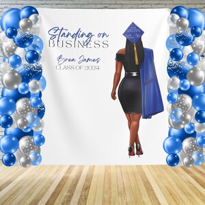 Custom Graduation Girl Backdrop, Black Girl Graduate, Graduation Decor ...
