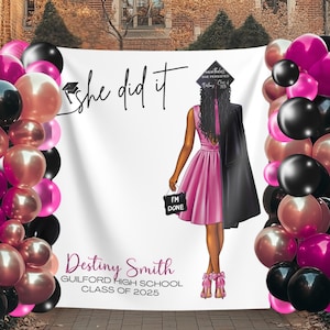 Custom Graduation Girl Backdrop: Personalized Photo Booth Banner - Etsy