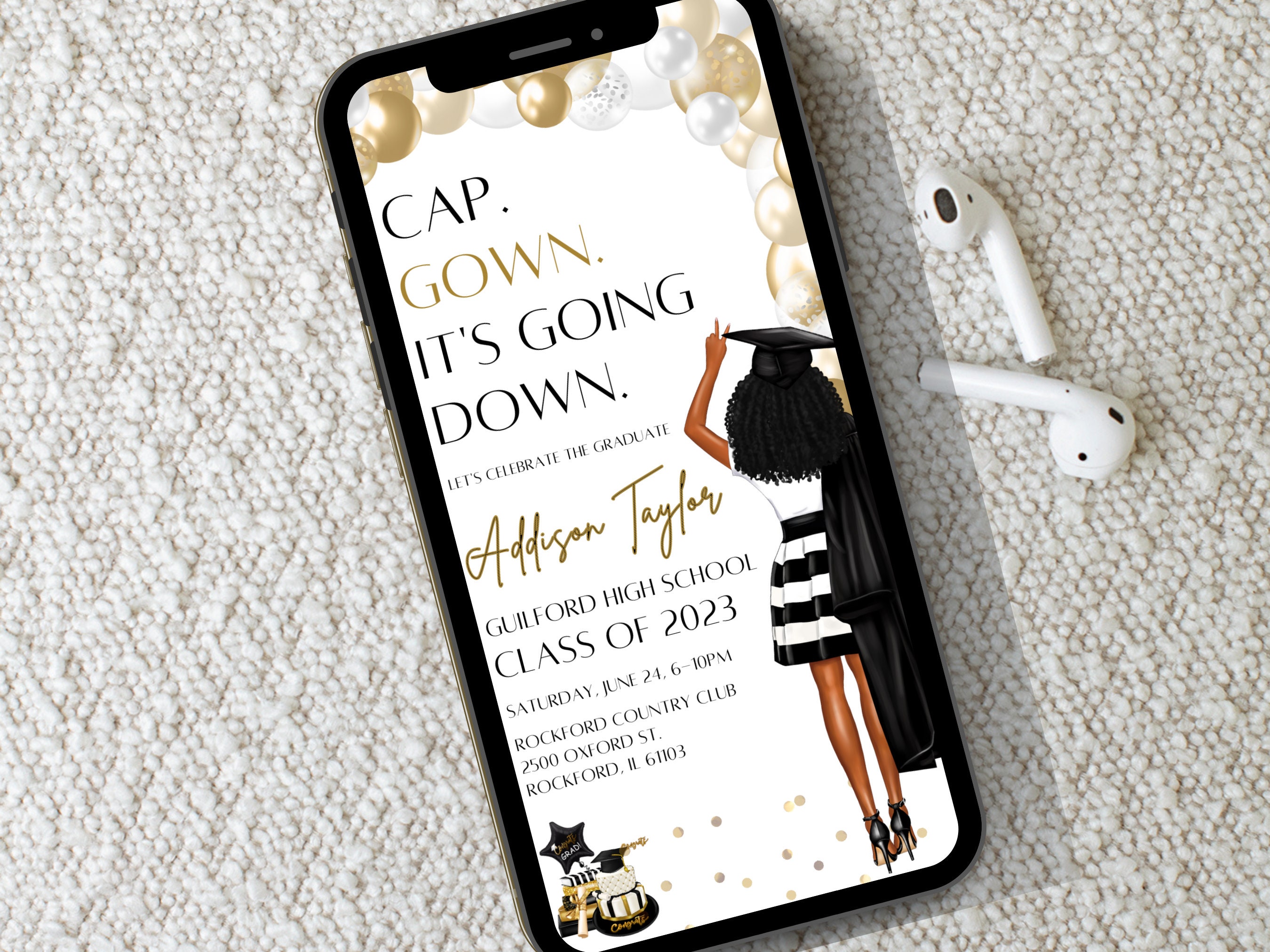 Graduation Party Invite Black Girl Natural Hair Graduate - Etsy