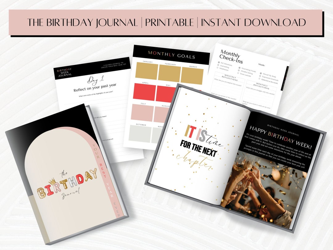 Birthday Journal Printable, Birthday Gifts for Her, Self Care Journal ...