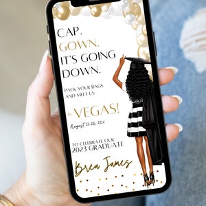 Graduation Party Invitation, Black Girl Graduate, Digital Grad Party ...