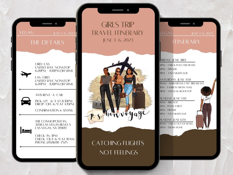 Boho GIRLS TRIP ITINERARY Template for Black Girls Mobile - Etsy Canada