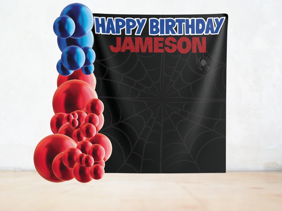Custom Spider Superhero Birthday Party Backdrop, Personalized Superhero ...