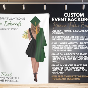 Custom Graduation Girl Backdrop, Black Girl Graduate, Graduation Decor ...
