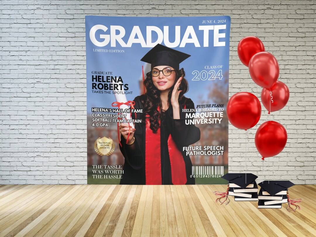 Custom Graduation Magazine Cover Backdrop, Photo Graduation Backdrop ...