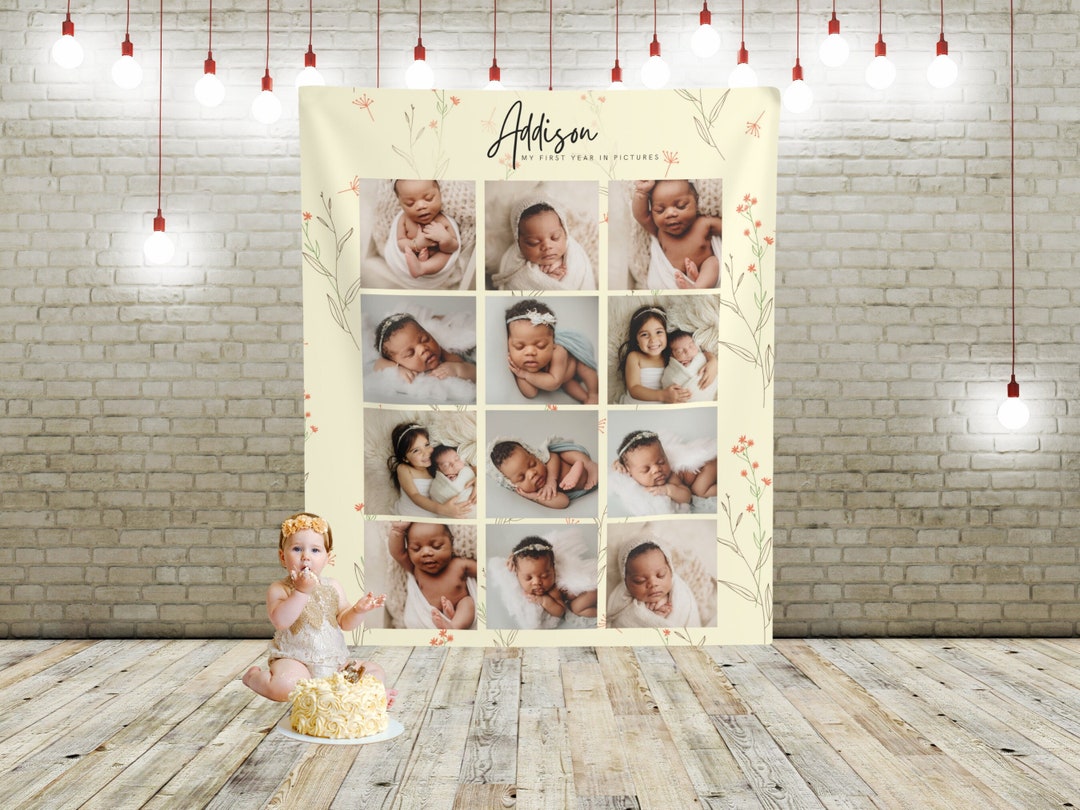 Baby's 1st Birthday Milestone Backdrop, Custom Milestone Birthday ...