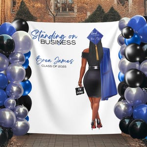 Custom Graduation Girl Backdrop, Black Girl Graduate, Graduation Decor ...
