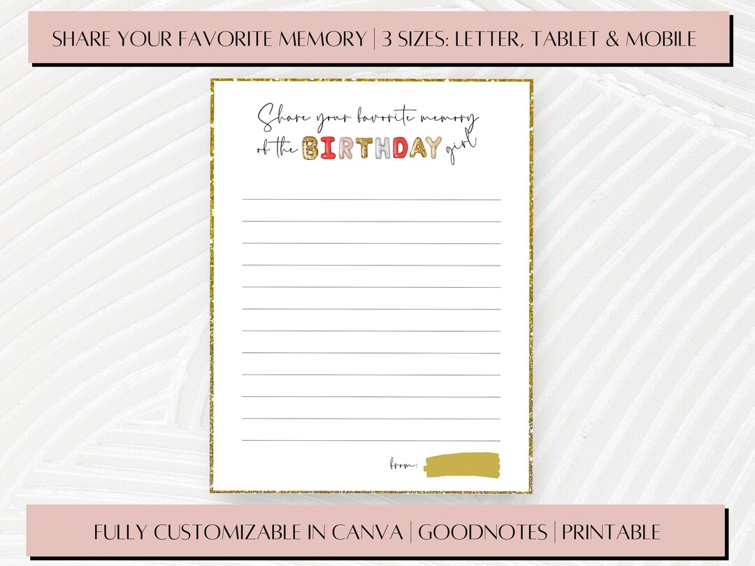 Birthday Memory Game Printable: Pink & Gold Party (digital Download) - Etsy